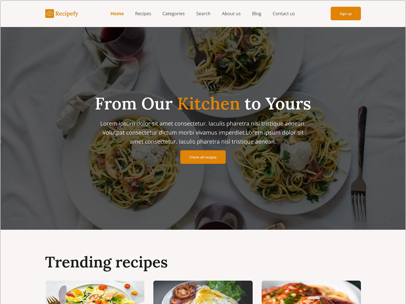 Food Recipe Landing Page by Anvesh on Dribbble