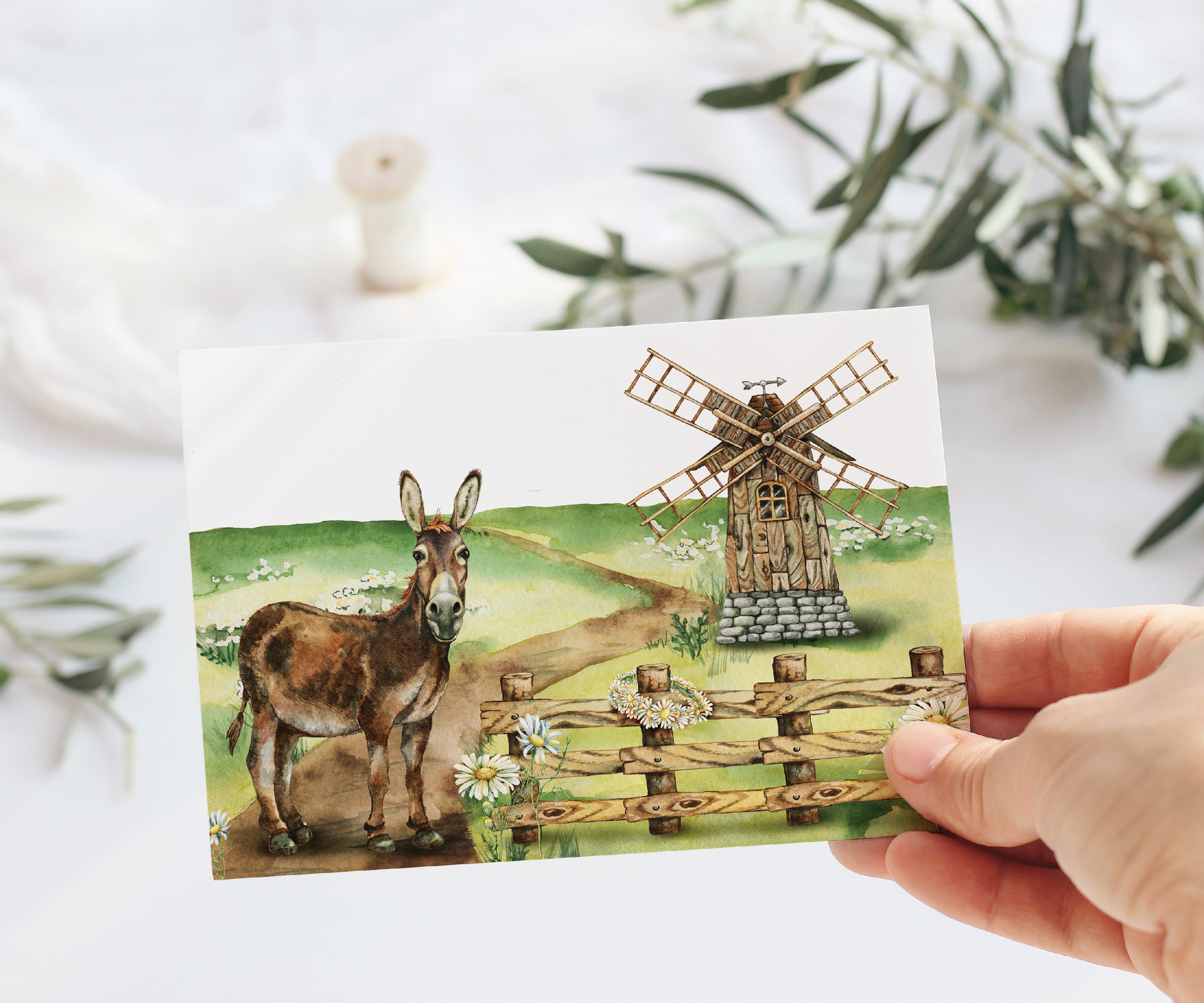 Donkey and windmill on the farm by Natalya on Dribbble