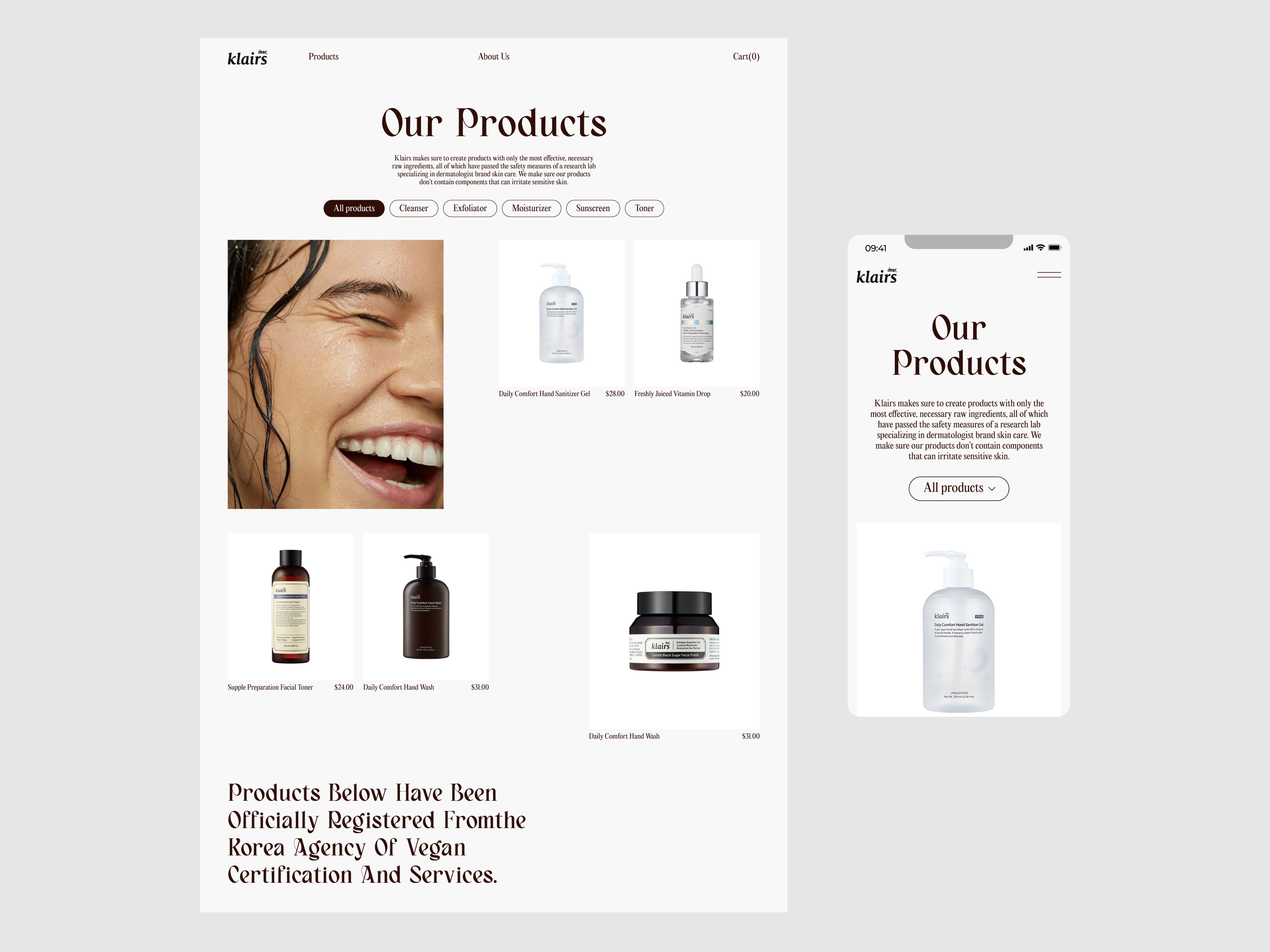 Klairs cosmetics - online store by Maria Ukolova on Dribbble