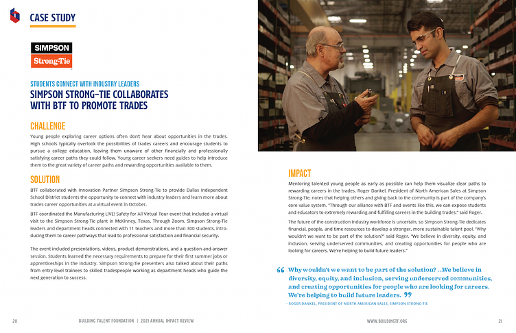 Building Talent Foundation: Impact Review by Luke Bair on Dribbble