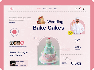 Delicious-Cake Shop Website Hero by Josim Talukdar on Dribbble