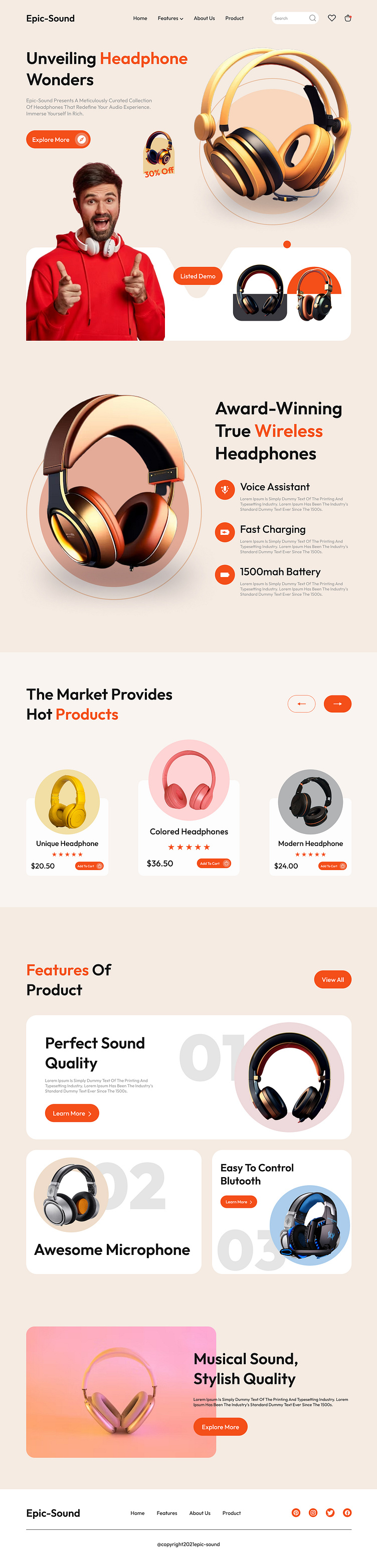 E-commerce headphone website design by Omor for Tophats on Dribbble
