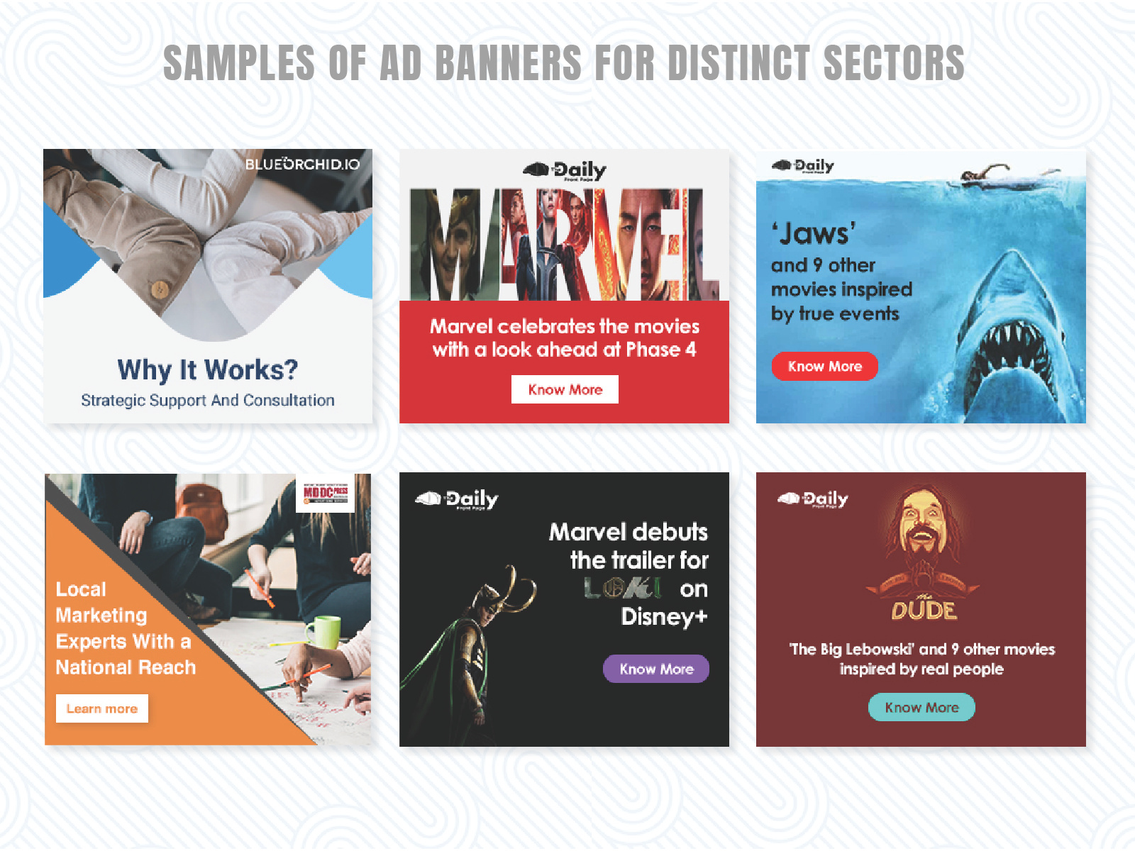 Ad banners - samples for digital platforms by Dollarbird Design on Dribbble