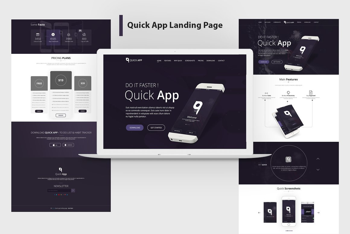 QuickApp - Landing Page PSD Template by Font Design on Dribbble