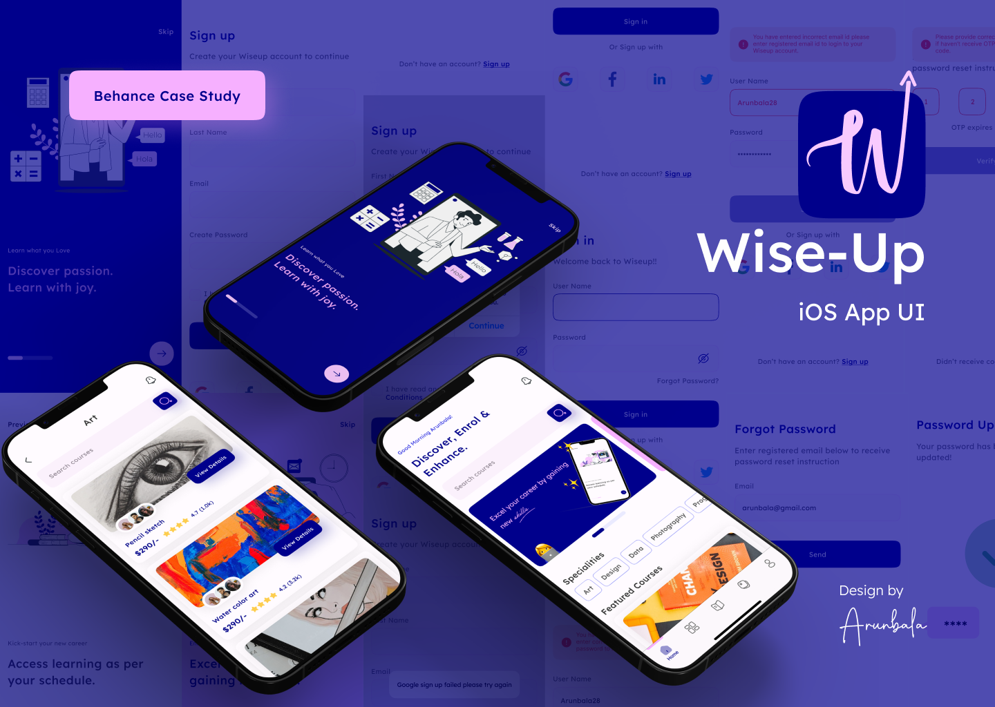 Wise-Up E-learning App UI by Arunbala Pillai on Dribbble