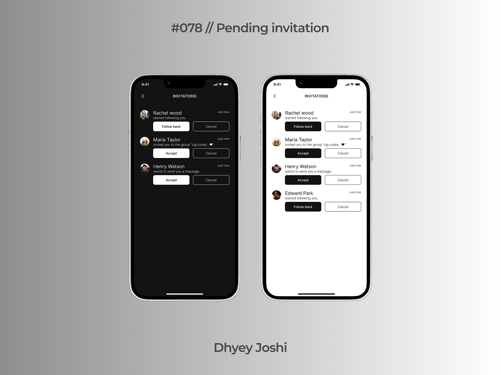 Day 078 - Pending invitation by Dhyey Joshi on Dribbble
