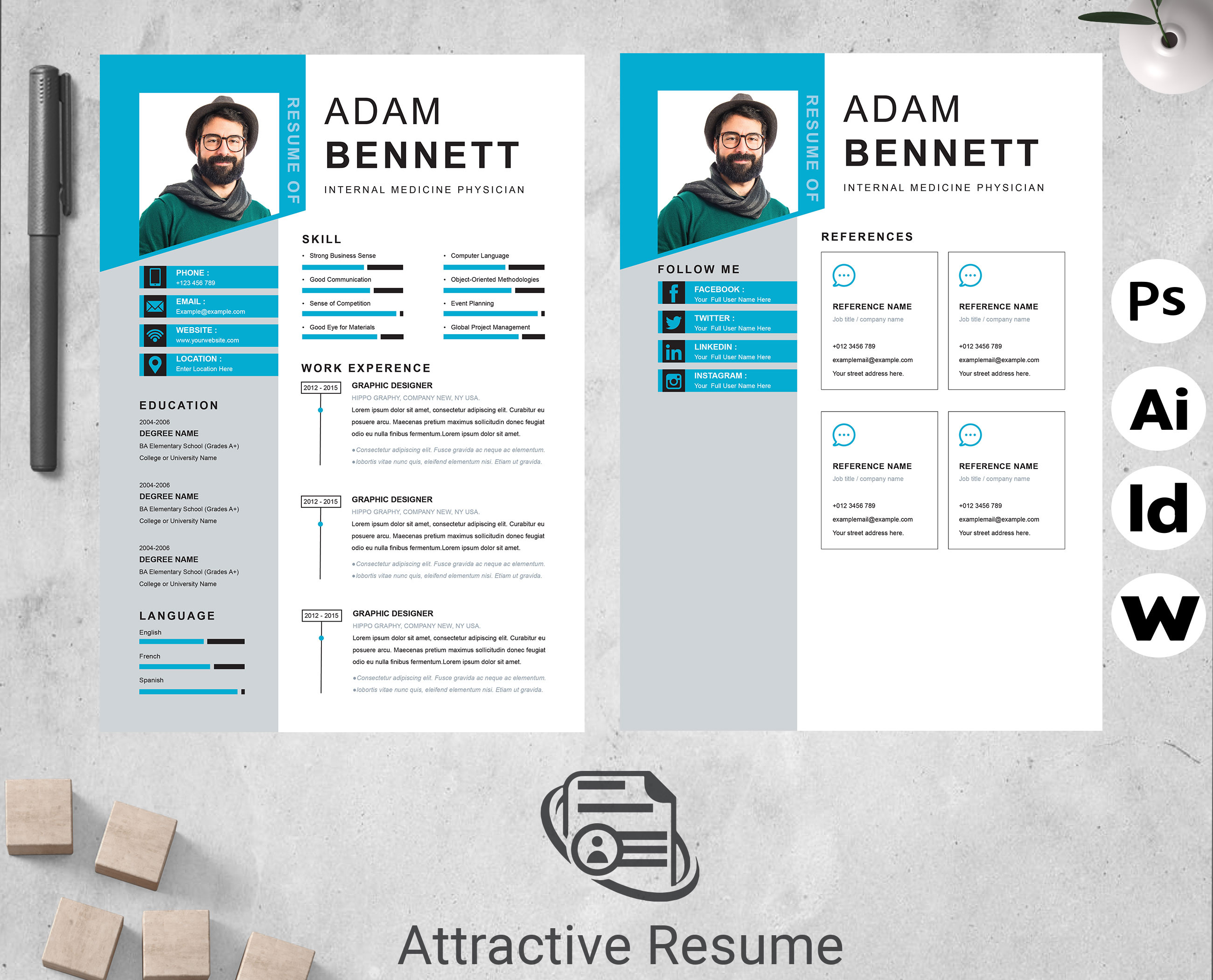 Internal Medicine Physician Resume Template by Attractive Resume on ...