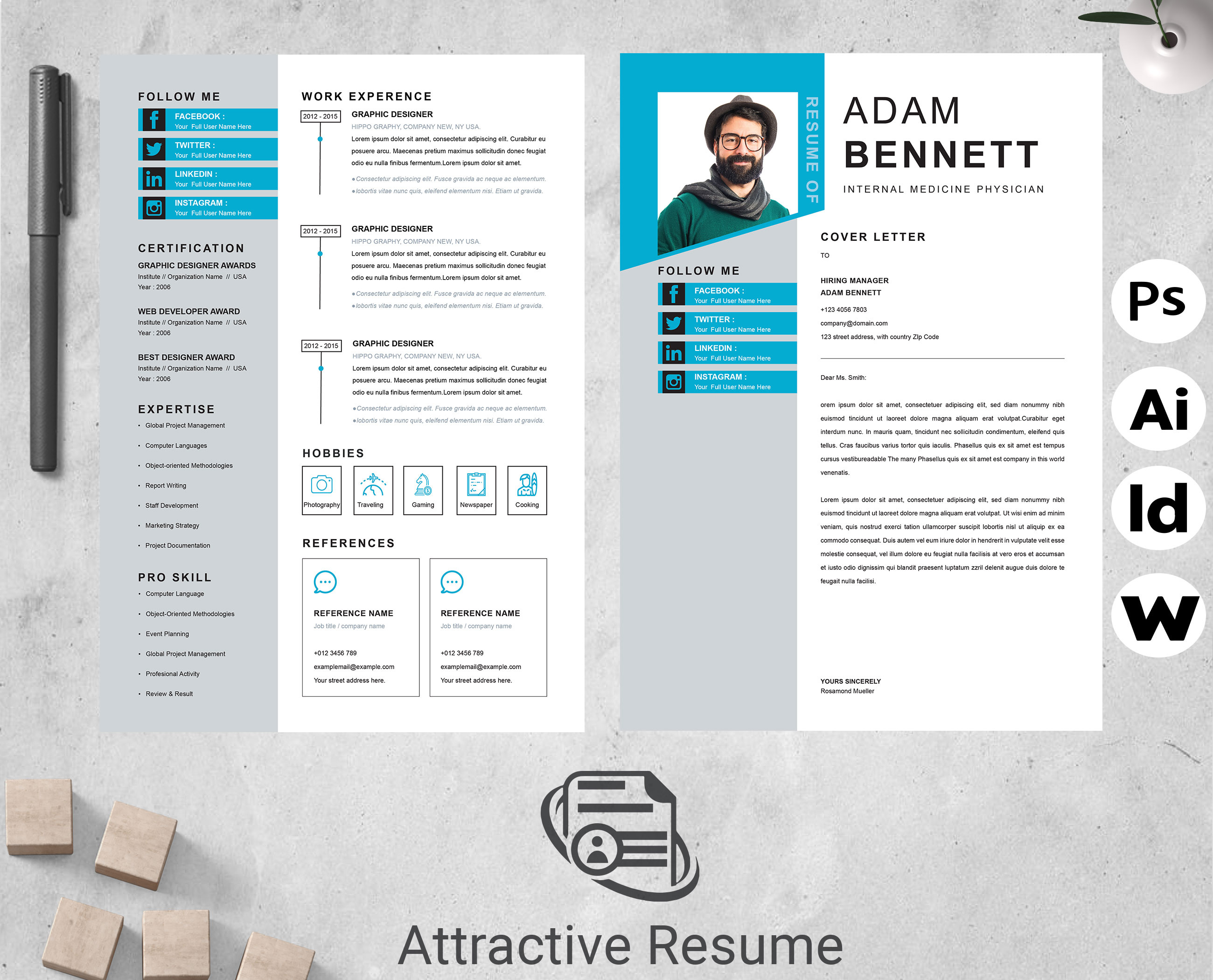 Internal Medicine Physician Resume Template by Attractive Resume on ...