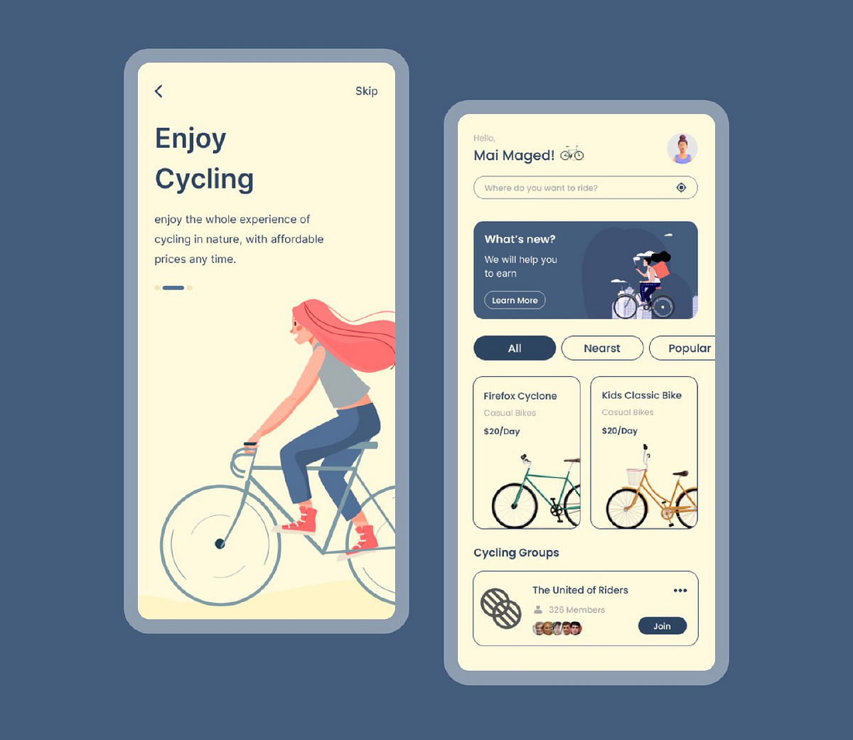 Cycling mobile app ui design by Mai Haggag on Dribbble