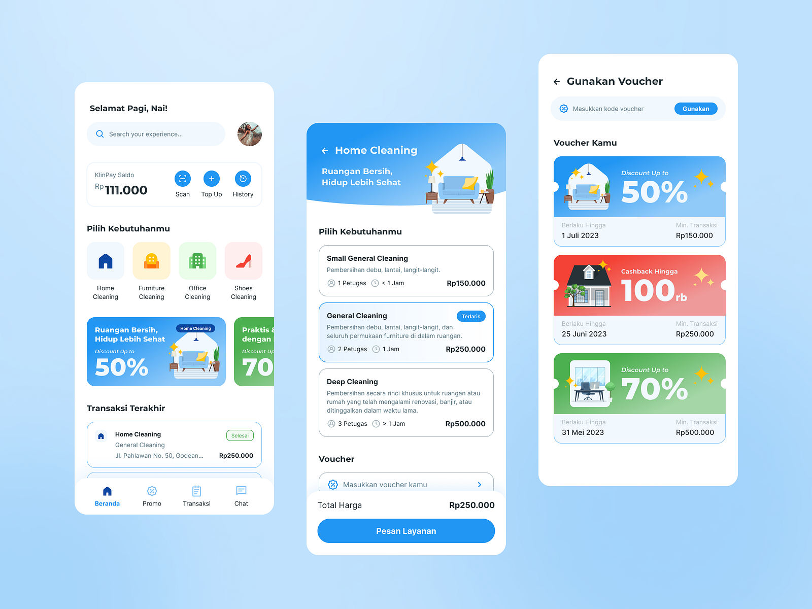 Klin: Cleaning Service Mobile App by Imajinajib on Dribbble