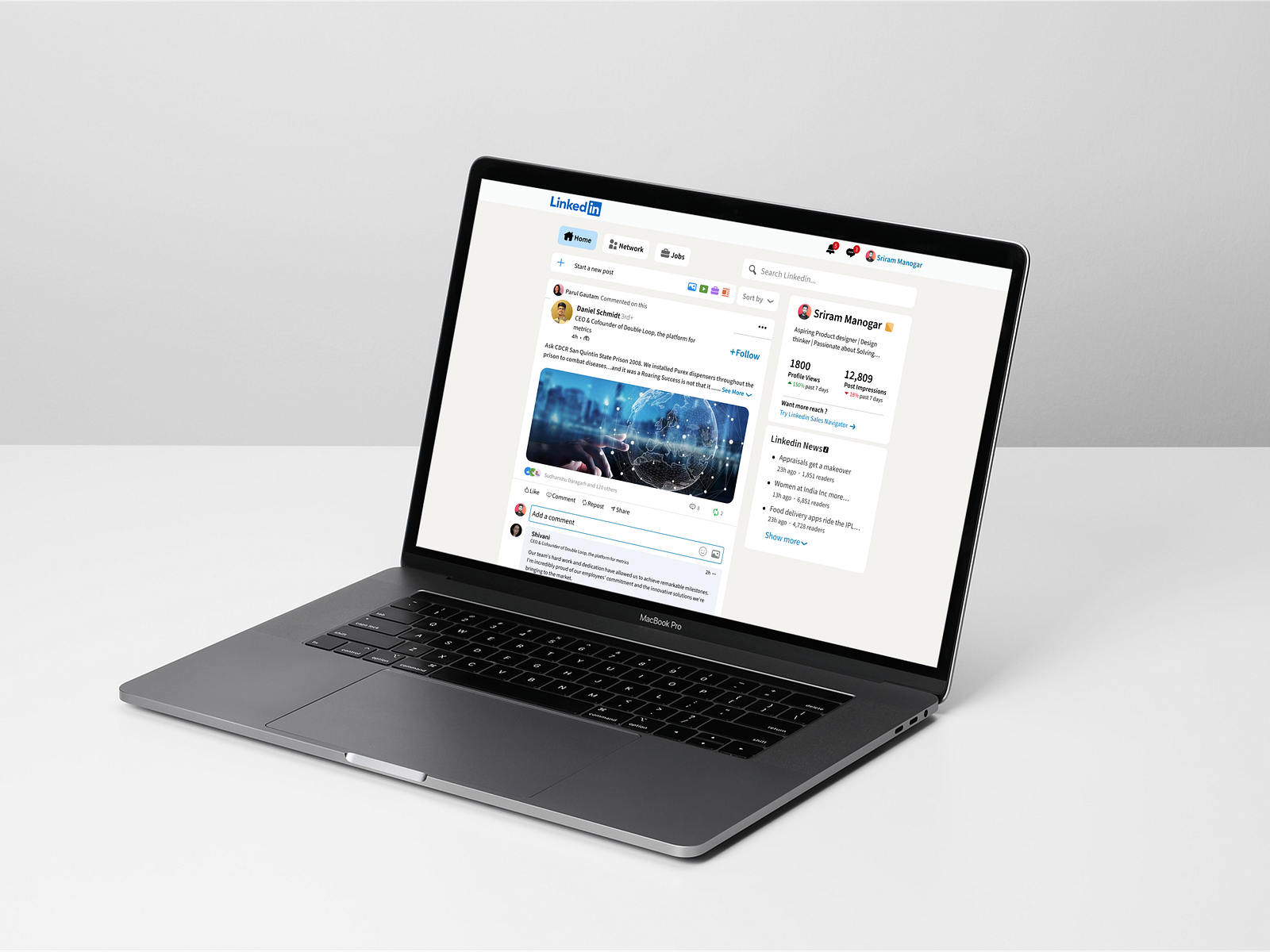 Linkedin Homepage Redesign - Minimalistic Interface by Sriram Manogar ...