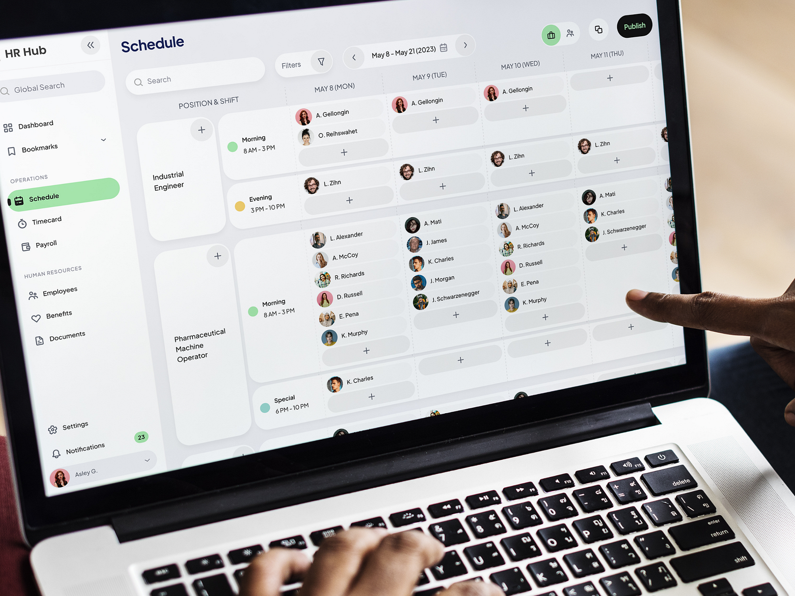 Scheduler module from HR/Time & Attendance SaaS by K&Z Design on Dribbble