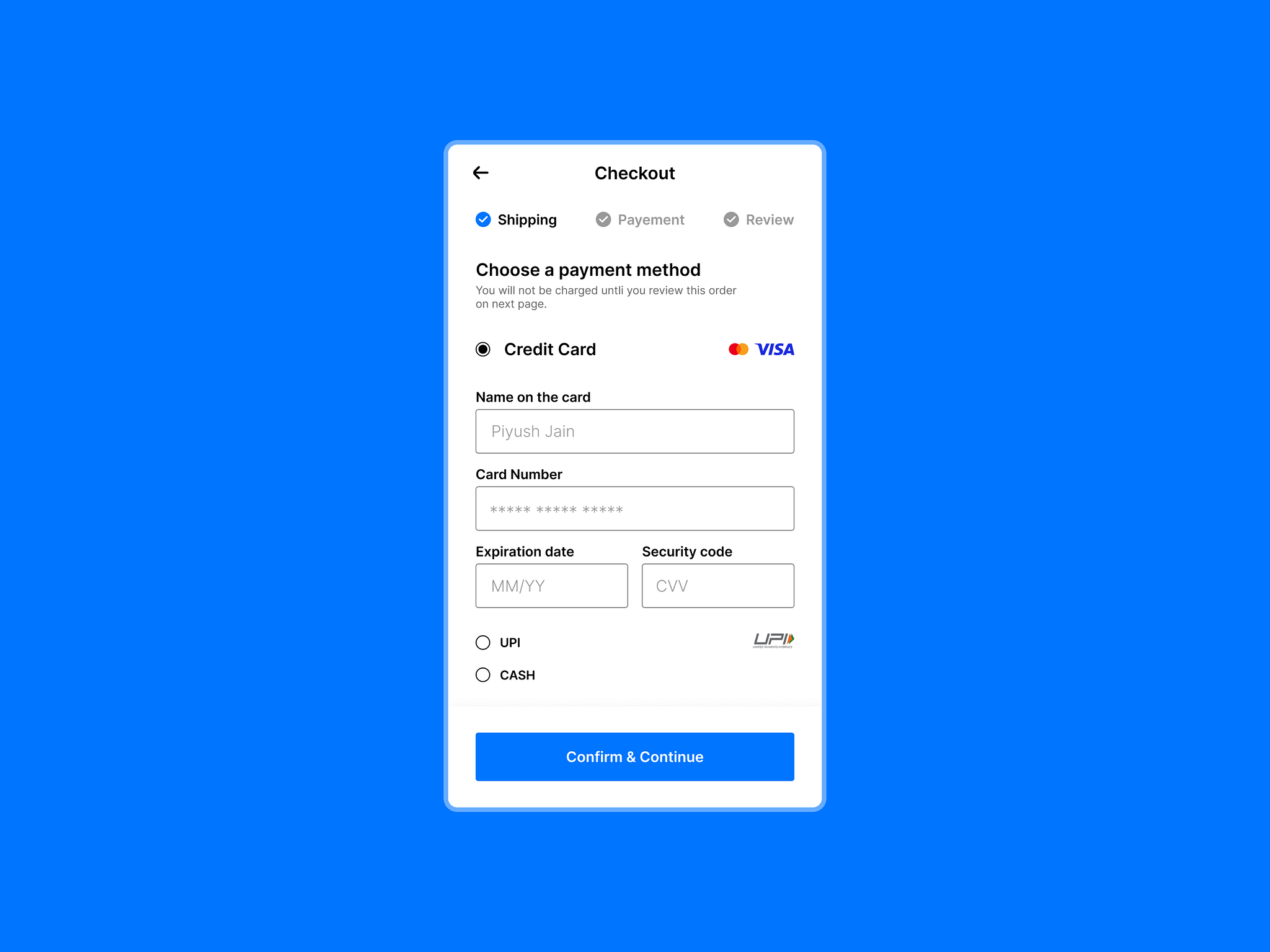 Credit Card Checkout Page | UI Design by Piyush Jain on Dribbble