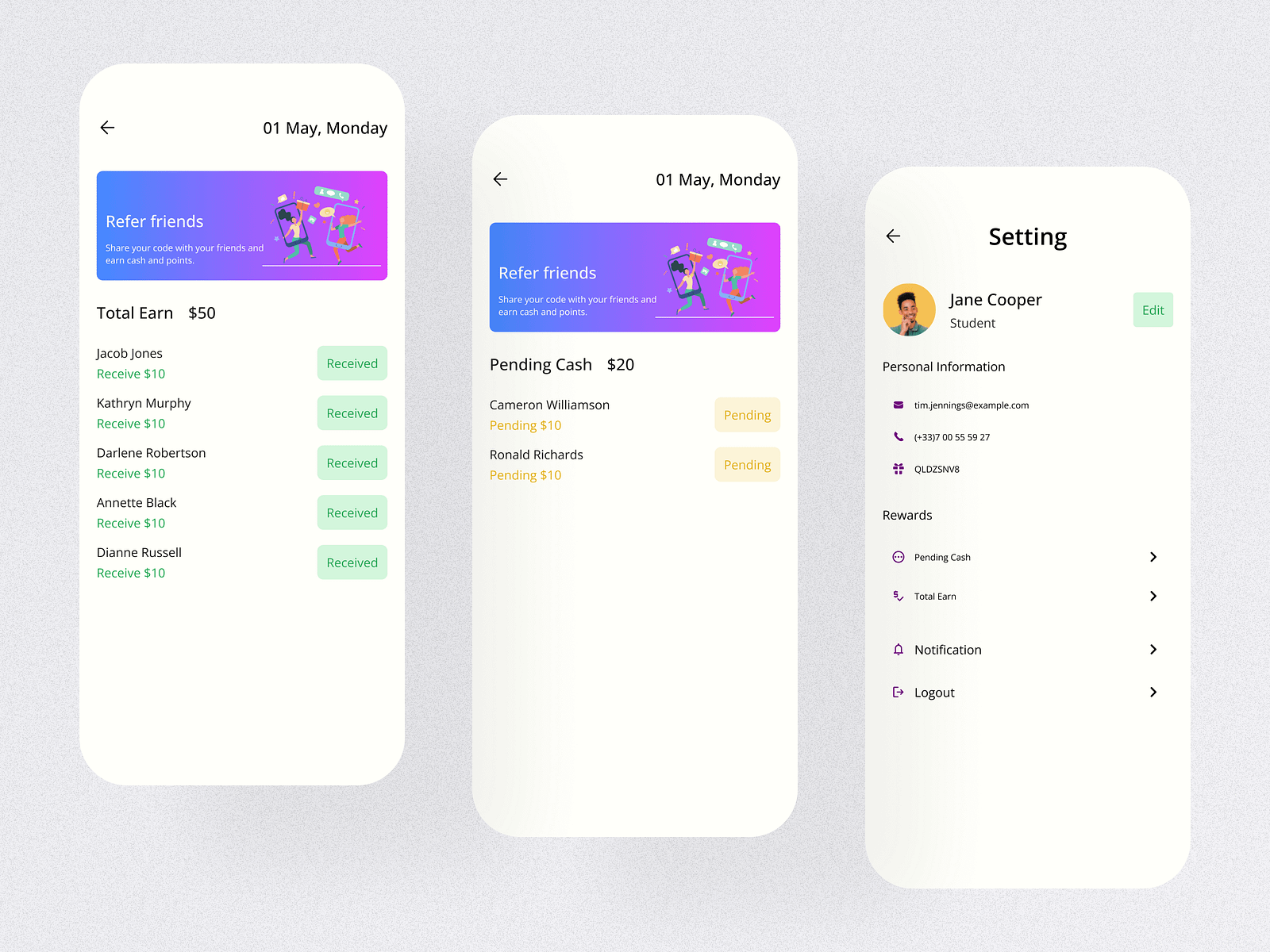 Referral Application by Nautilus Techlabs on Dribbble