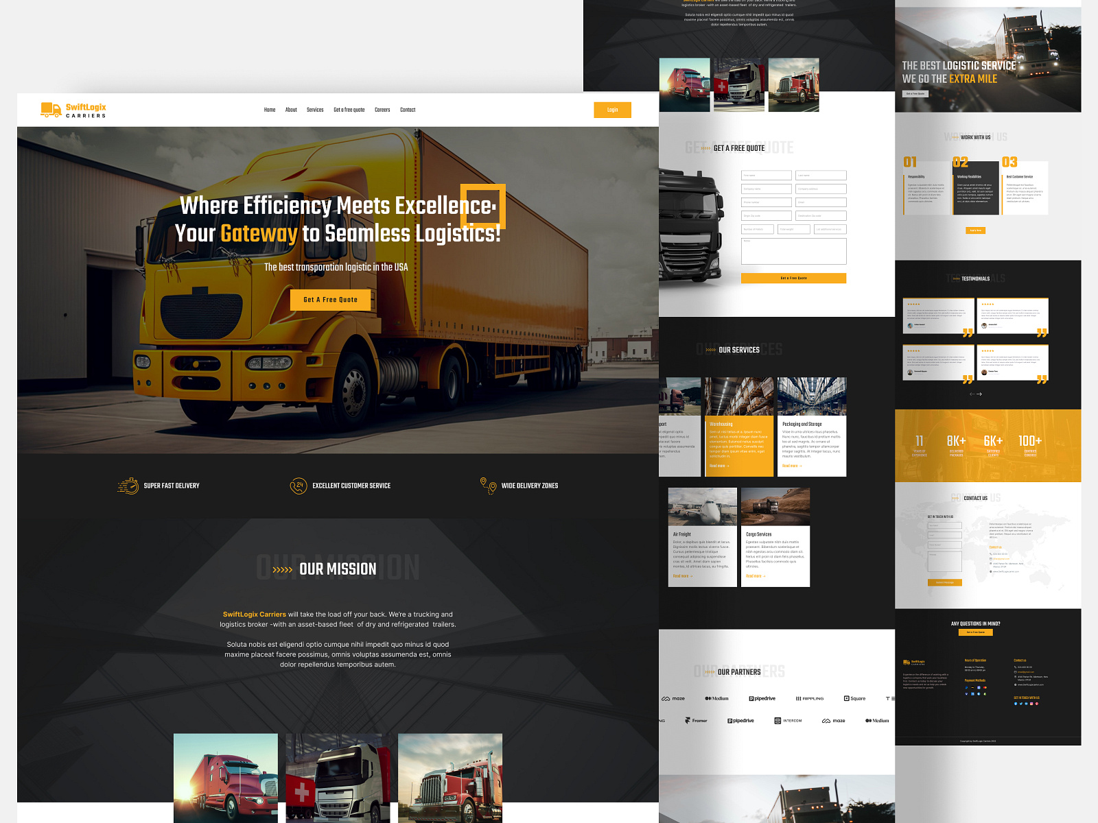 Logistic Company Website Landing Page | Transportation, Shipping by ...