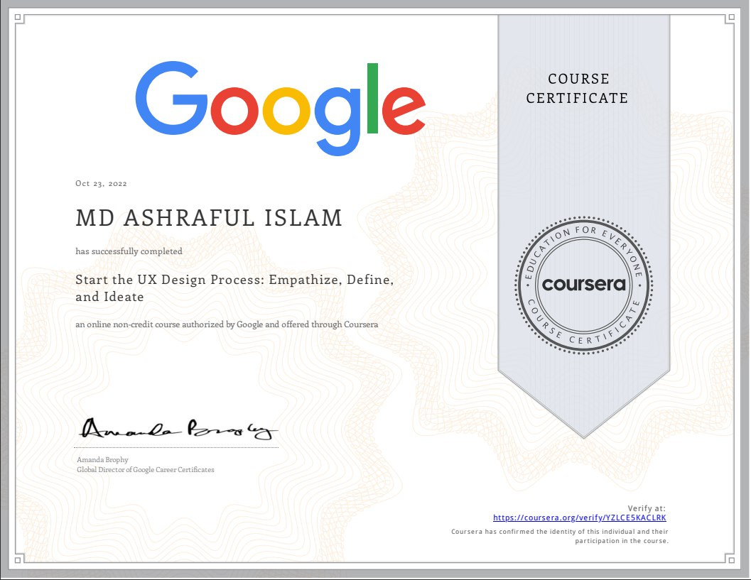 Google Professional UX UI Design Certificate by Asraful I. on Dribbble Google Professional UX UI Design Certificate by Asraful I. on Dribbble