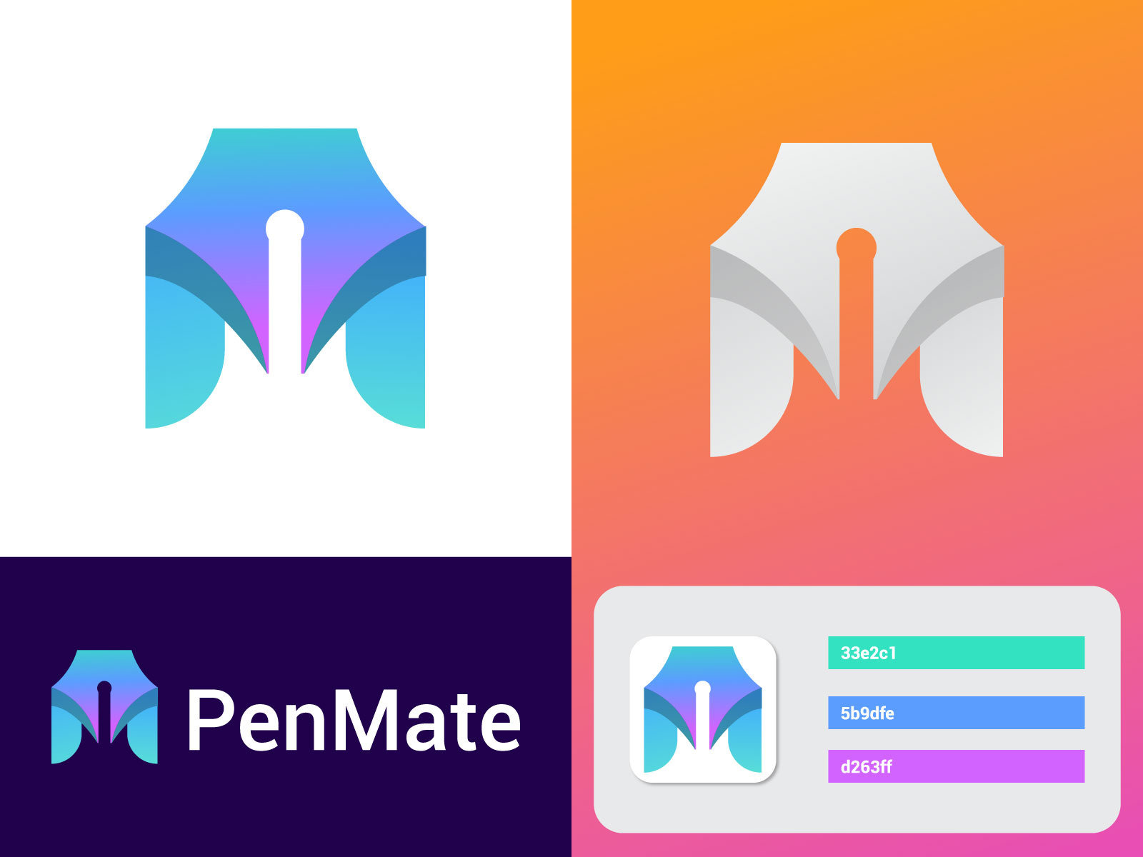 Pen Mate Modern logo, letter logo, logos by Md Rajib Hossain on Dribbble