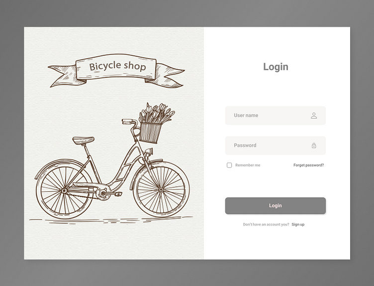 Bicycle shop login page - web by Arman on Dribbble