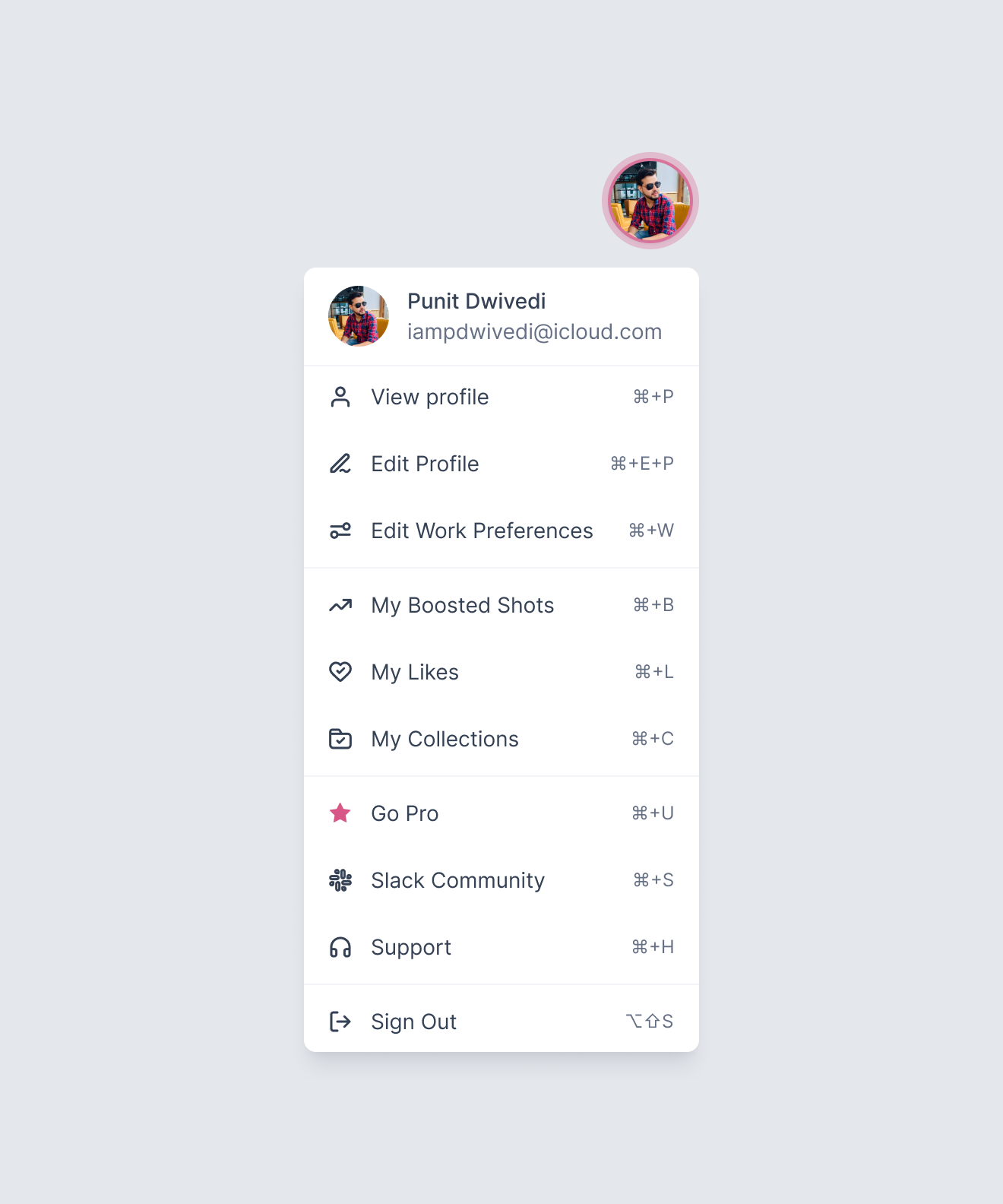 Dazzling 🤩 New Look of The Revamped Dribbble Profile Dropdown by Punit ...