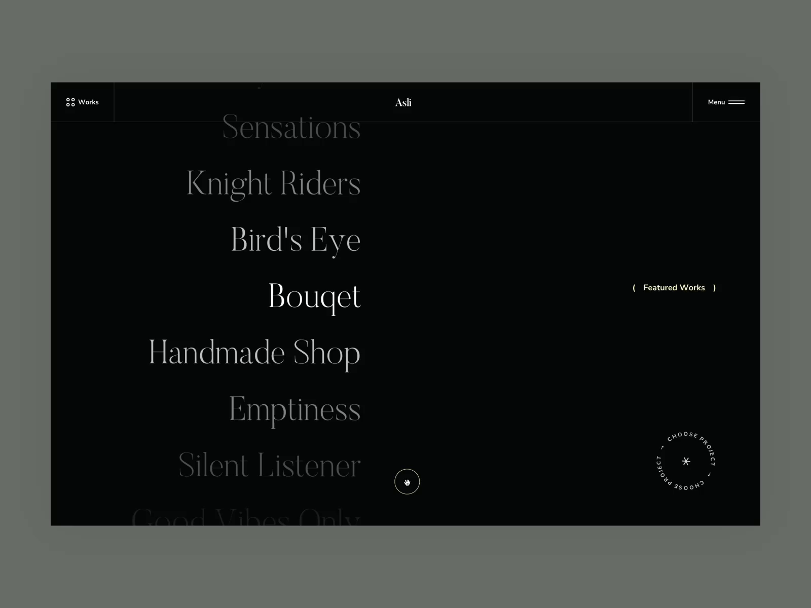 Infinite list of interactive headings with webGL transition by Artem ...