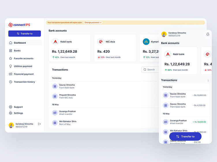 ConnectIPS redesign - Fintech by Shrestha Sandeep on Dribbble