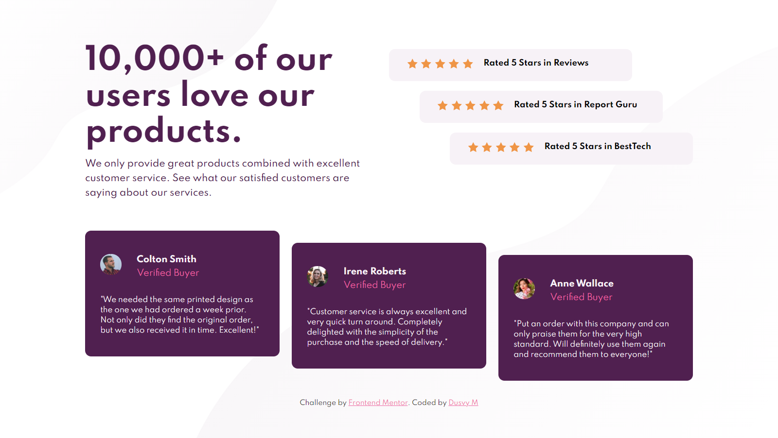 Social proof section by Dusvy_M on Dribbble