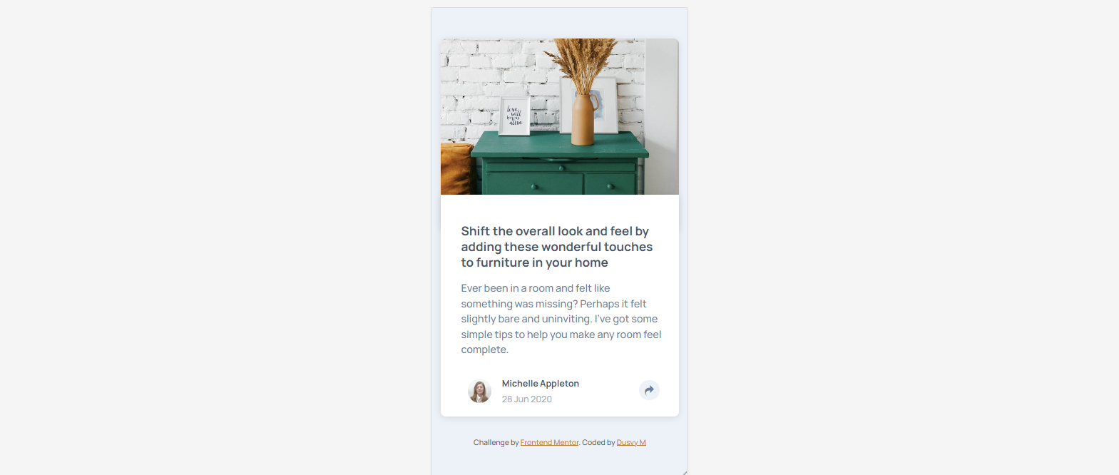 Article preview component by Dusvy_M on Dribbble