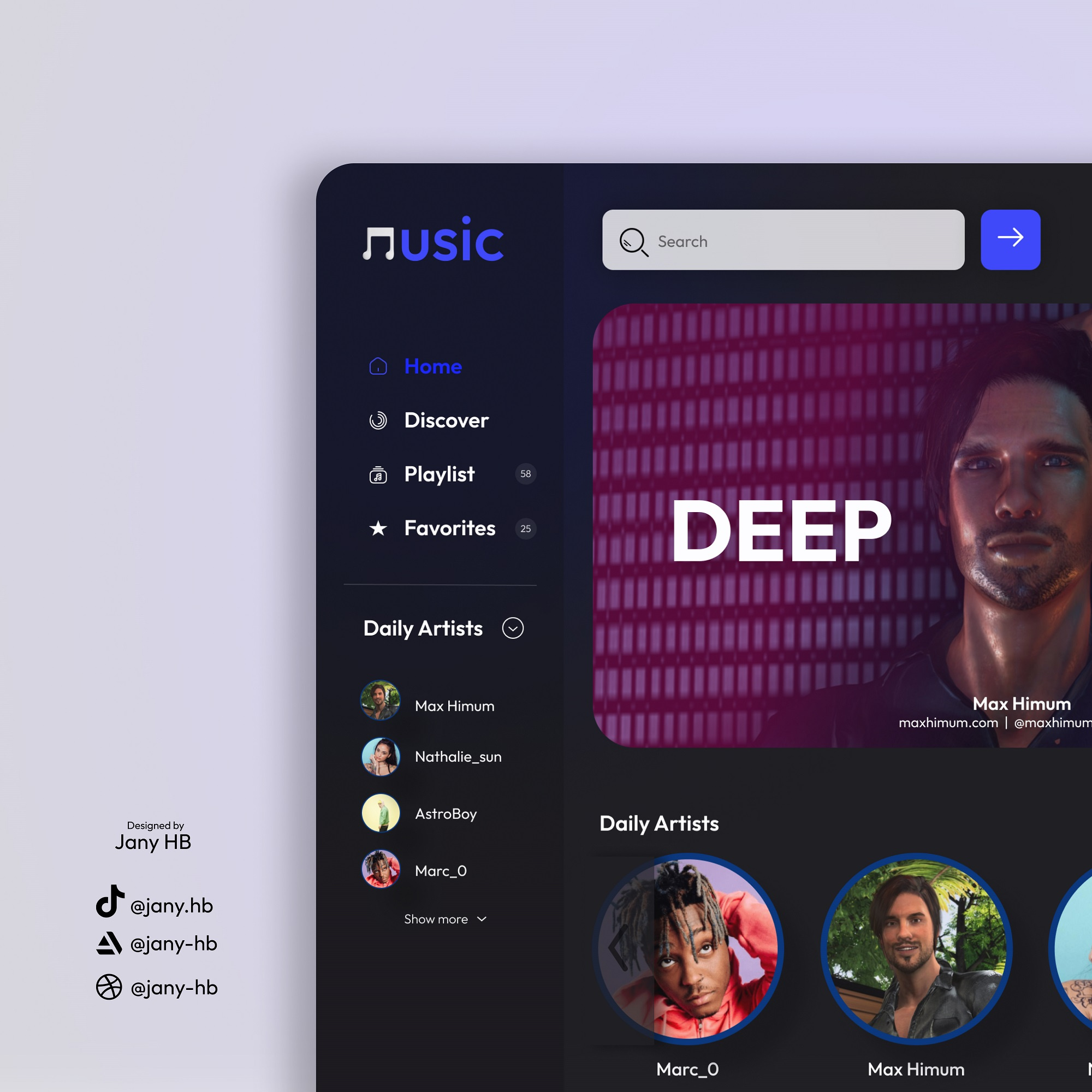 Desktop Music App UI by Jany on Dribbble