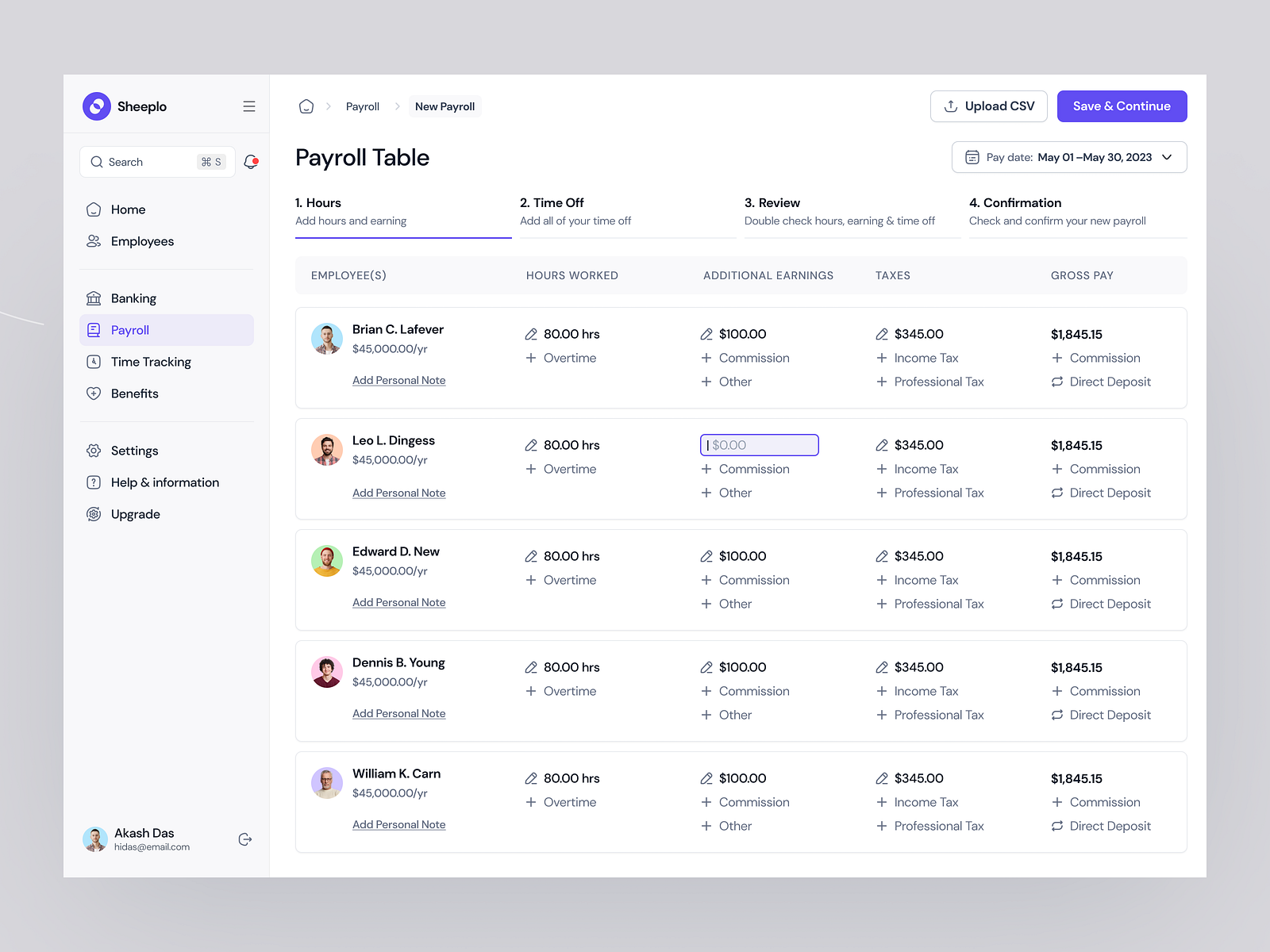 Run New Payroll - Payroll Table by Royal Parvej for WeCraft on Dribbble