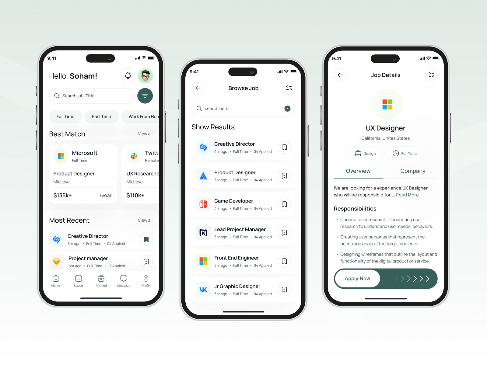 Job Finder Mobile App UI by Shadhin Ahmed on Dribbble