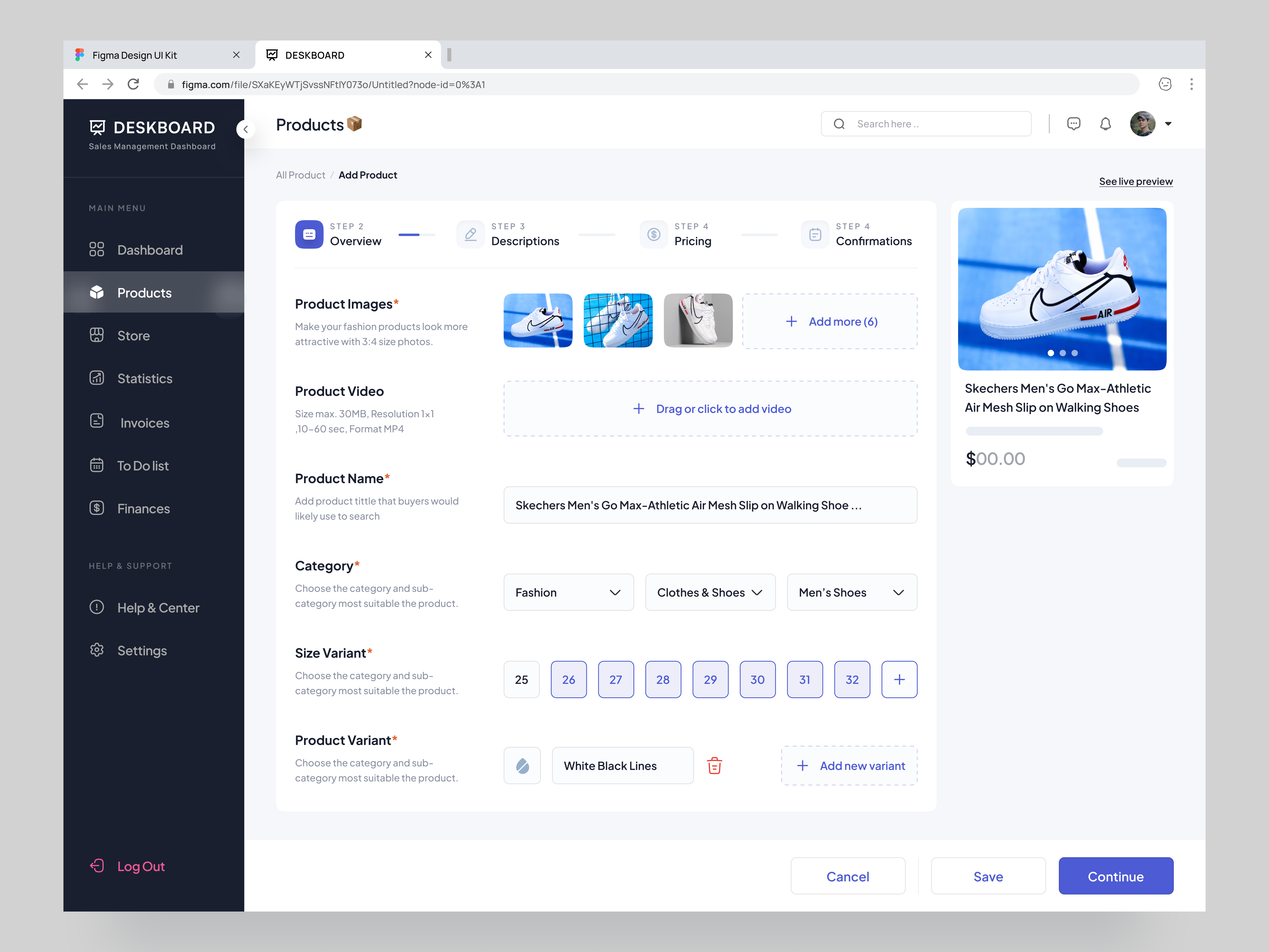 Add New Product - Sales Management Dashboard by Ali Husni for Pickolab ...