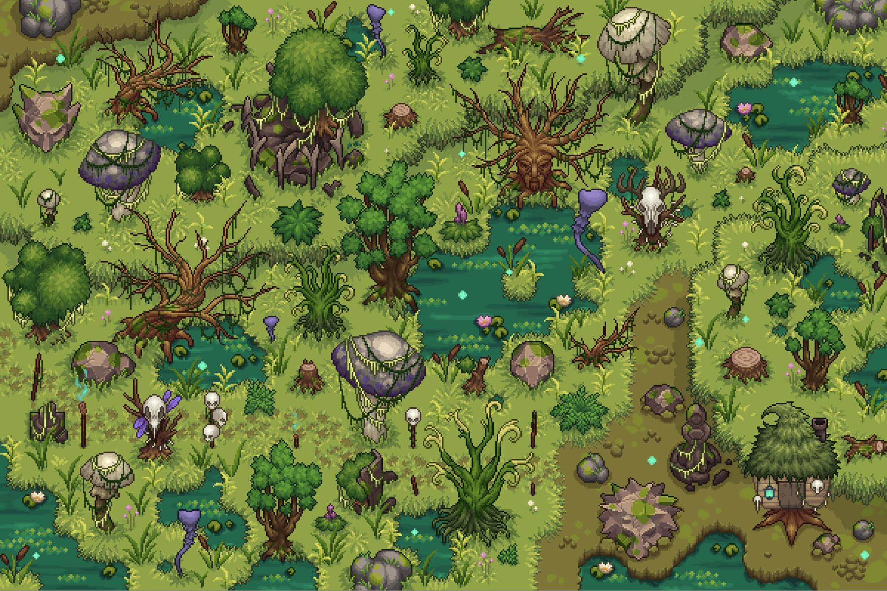 Swamp Top-Down Tileset Pixel Art by 2D Game Assets on Dribbble