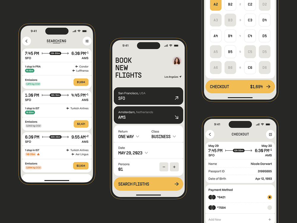 Flight Booking Mobile App UI UX Design by Conceptzilla on Dribbble