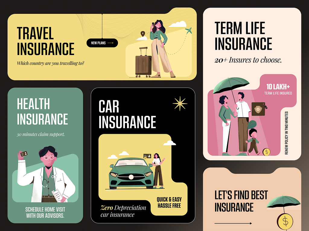 Insurance UI Cards by Galaxy UX Studio on Dribbble