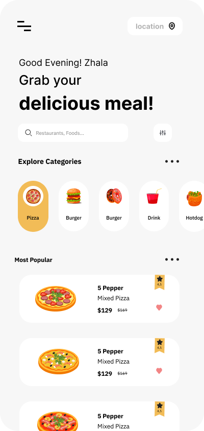 Food application by Zhala Huseynova on Dribbble