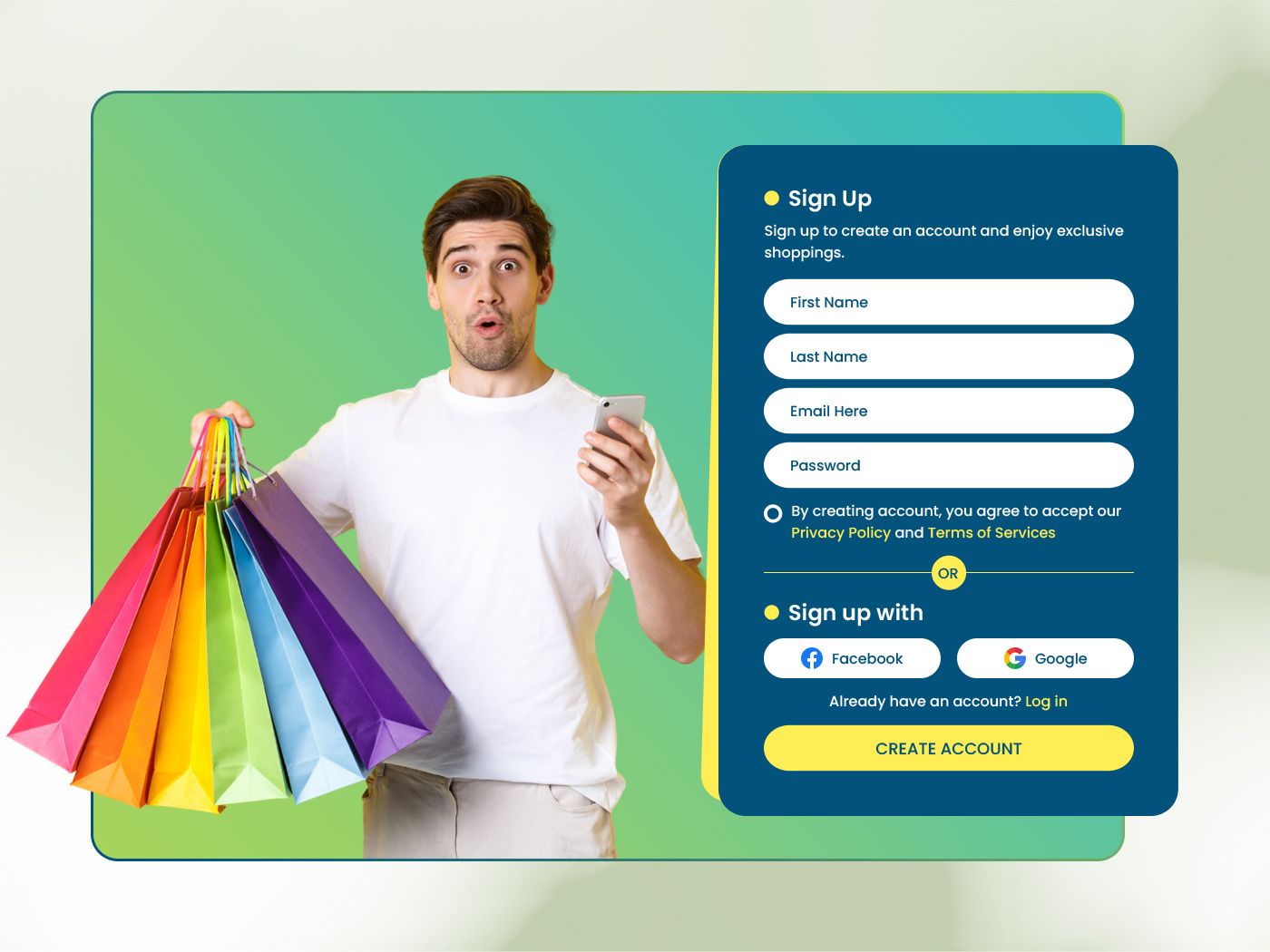 eCommerce Website Sign-up UI by WebDesk Solution on Dribbble