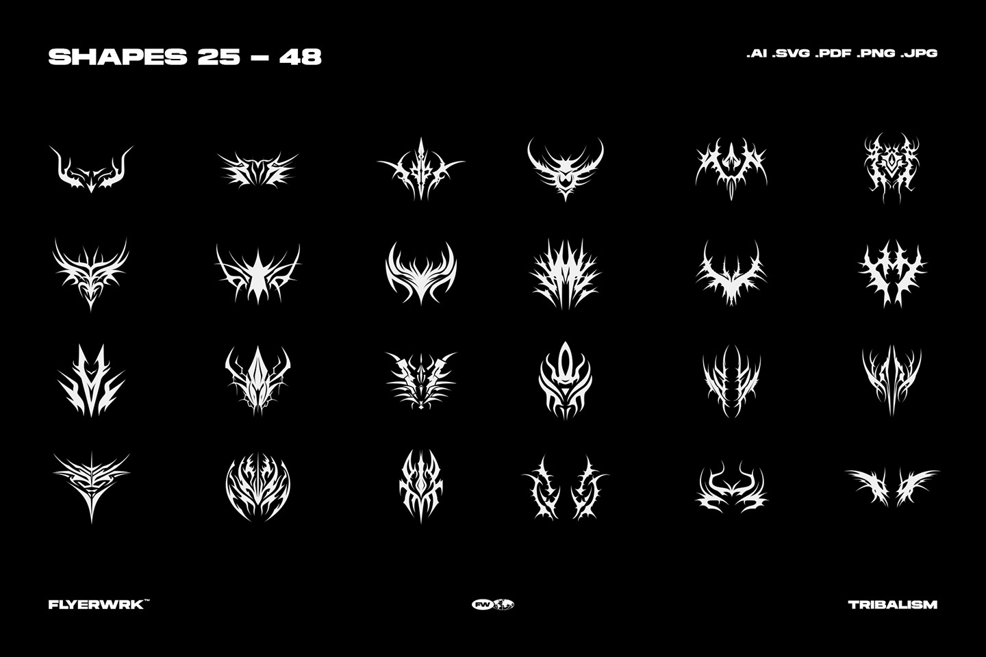 TRIBALISM - Vector Shapes + Chrome renders by FLYERWRK on Dribbble