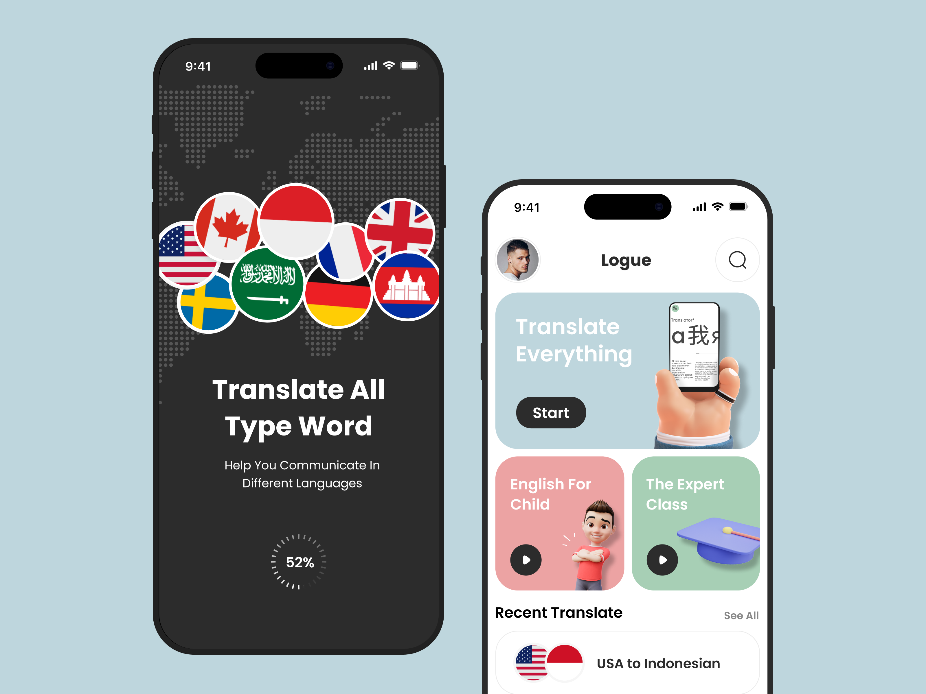 Logue - Translator Mobile App by Fandit Giovani® for Odama on Dribbble