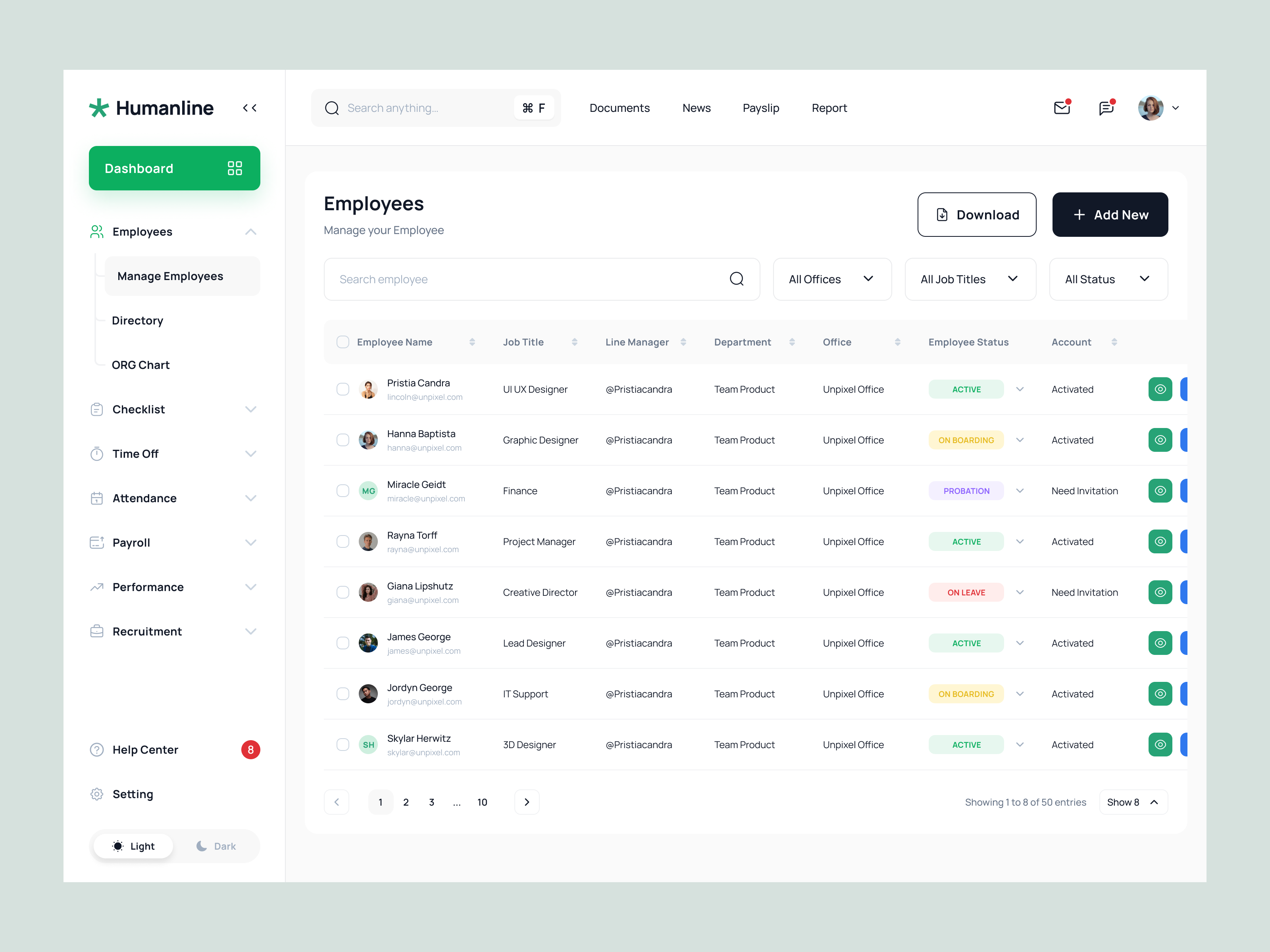 Humanline - HR Management by Uxerflow UI/UX on Dribbble
