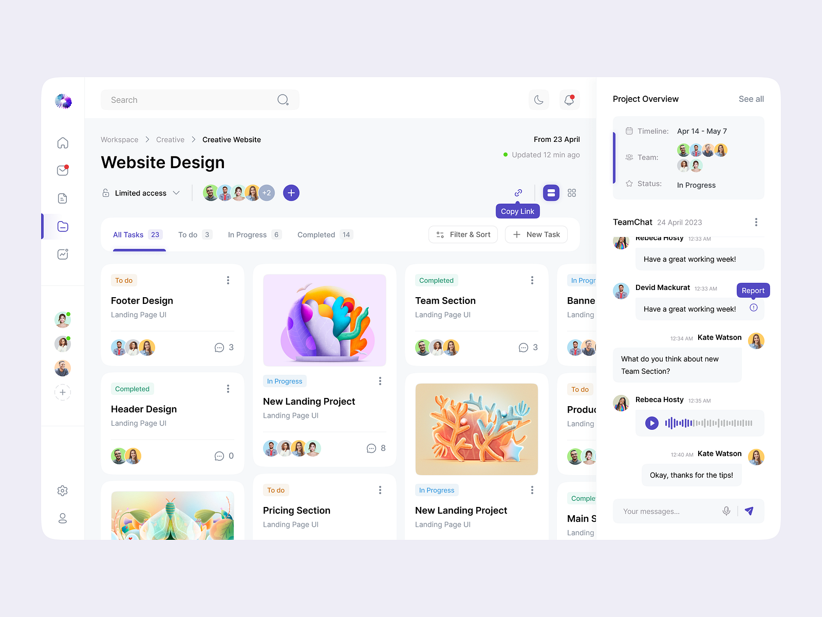 Project Management Dashboard by Awsmd on Dribbble