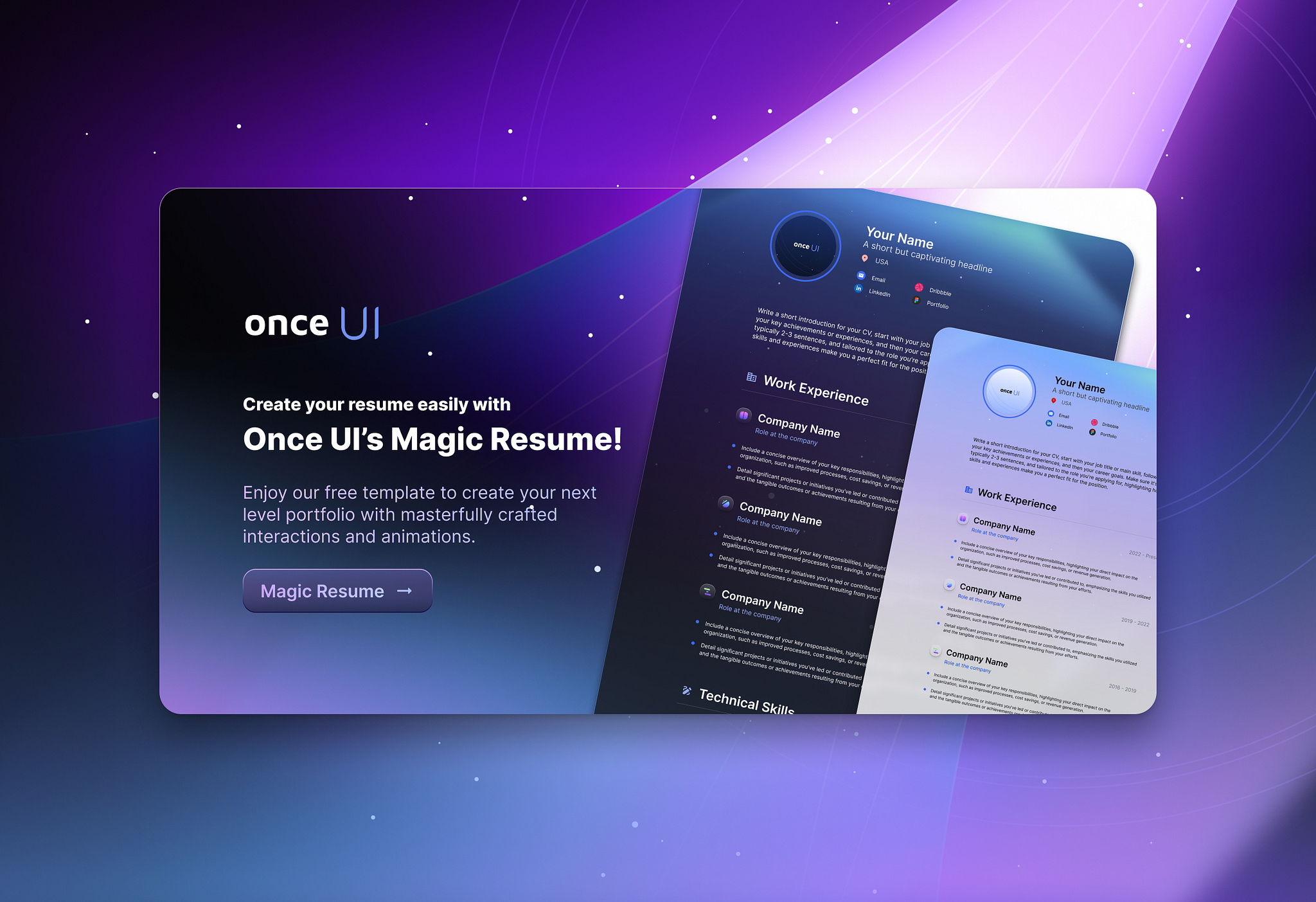 Magic Resume by Once UI by Once UI on Dribbble