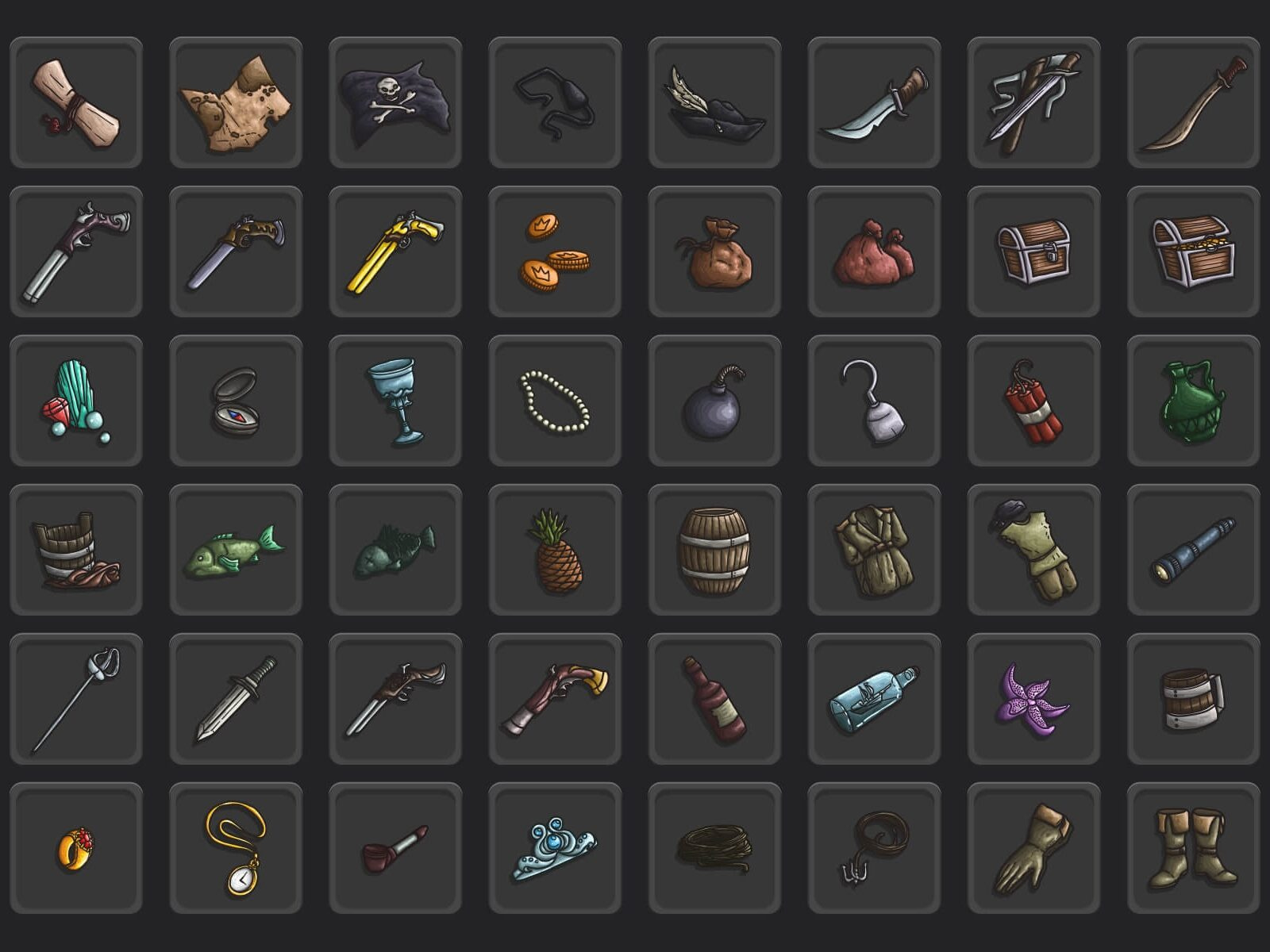 Pirate Loot Vector RPG Icons by 2D Game Assets on Dribbble