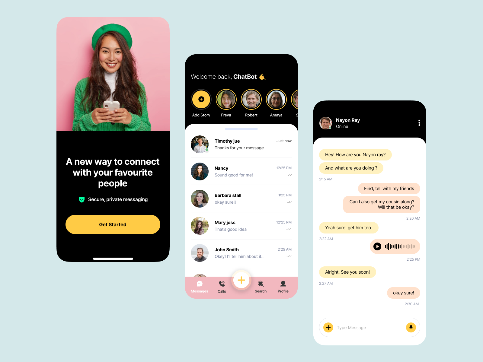 Chatbot UI Mobile app by Nayon Roy on Dribbble