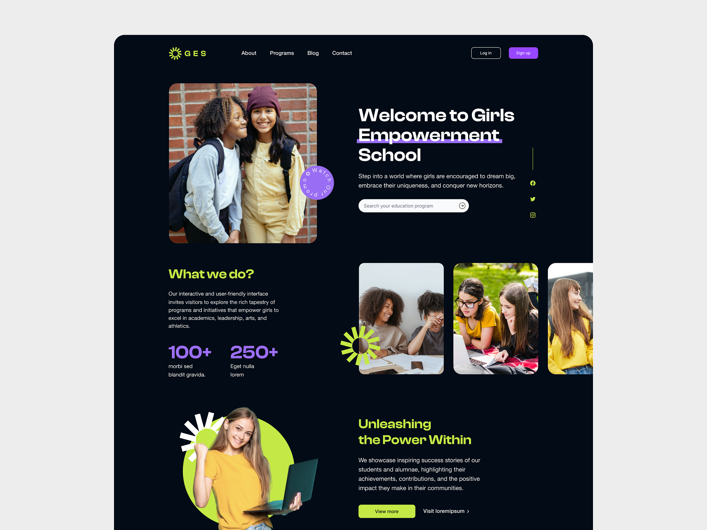 🌸 Empowering Girls: Unveiling a Modern Website Design 🌸 by PopArt ...