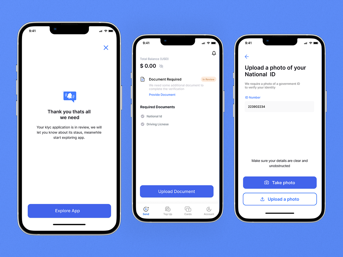 Tranxpay App - KYC Flow 1 by Taimoor Nasir on Dribbble