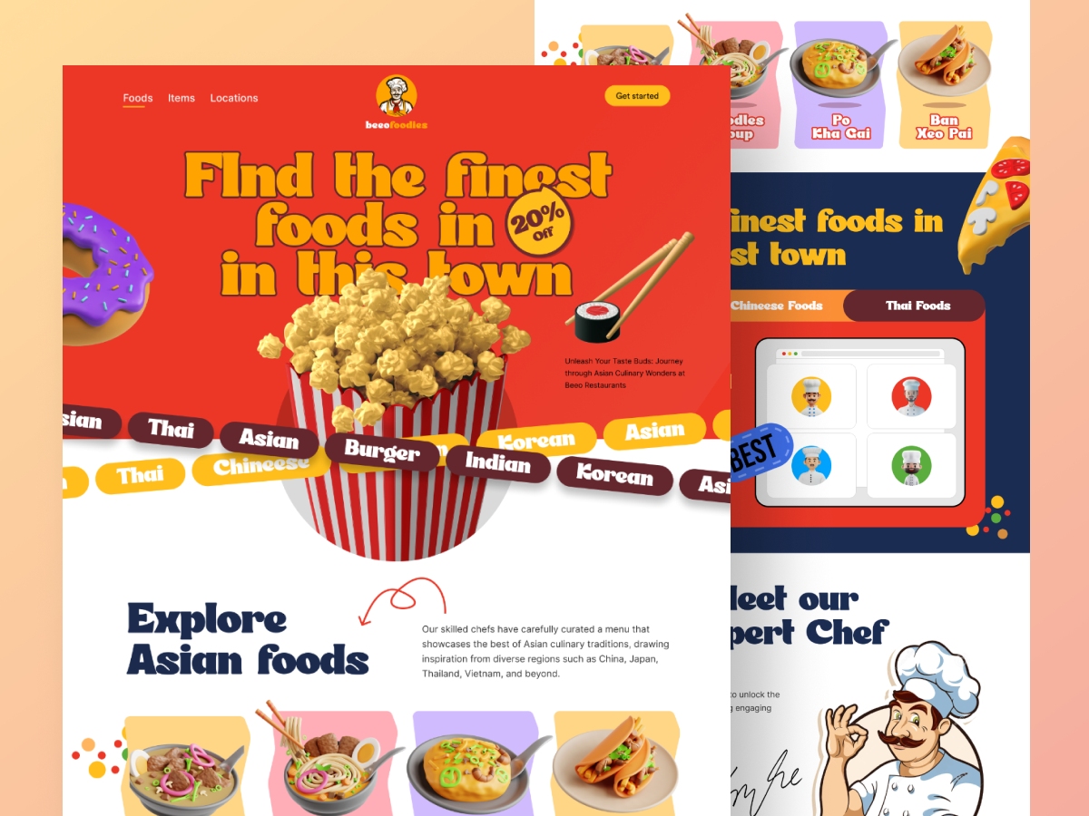Beeo Foodies - Restaurant Landing Page by Ahsan Faruque on Dribbble