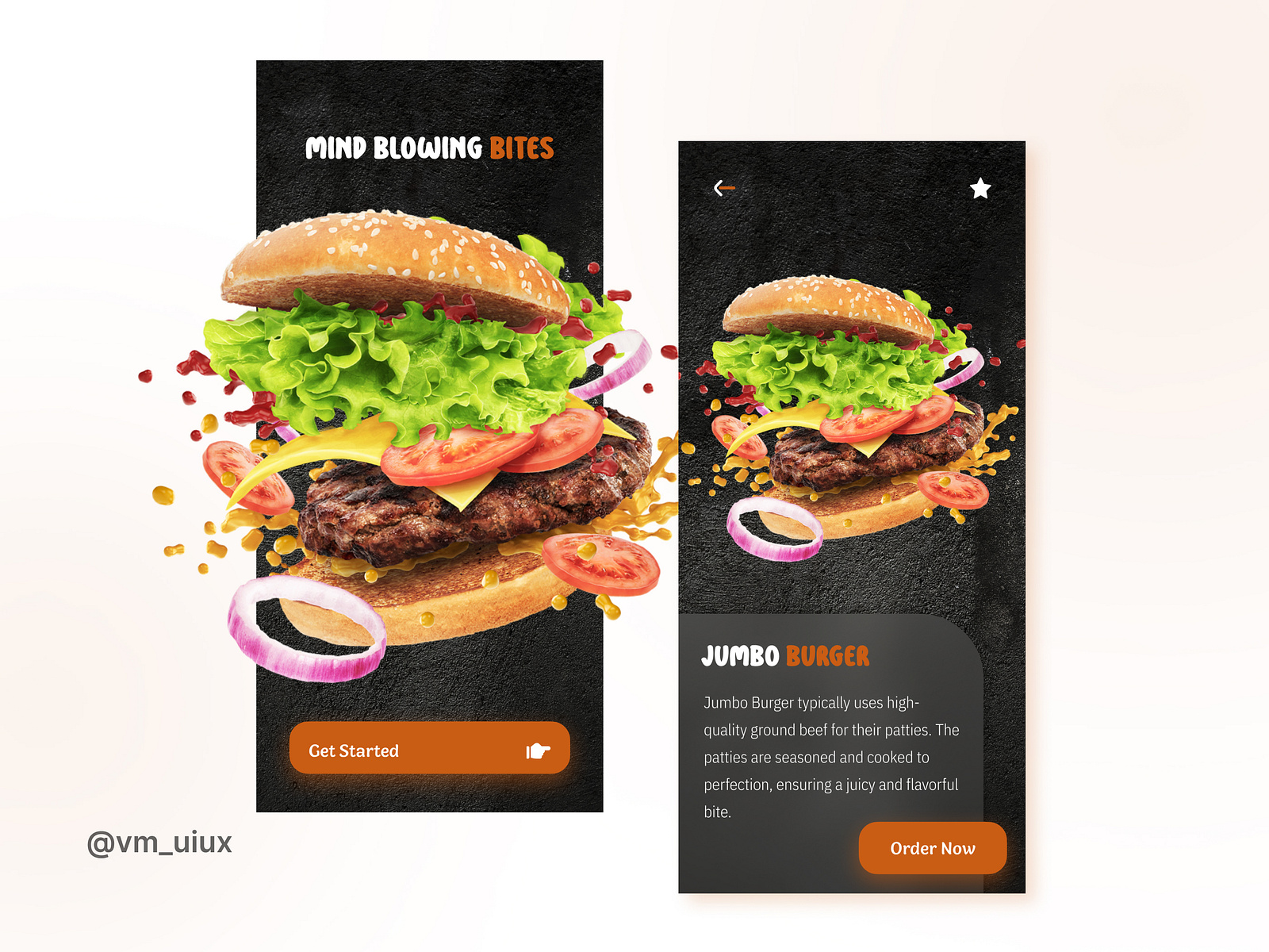 Burger app design by Vaishali Modi on Dribbble