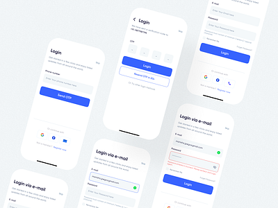 Login Flow - Mobile App Design 💬 by Manisha Ahuja on Dribbble