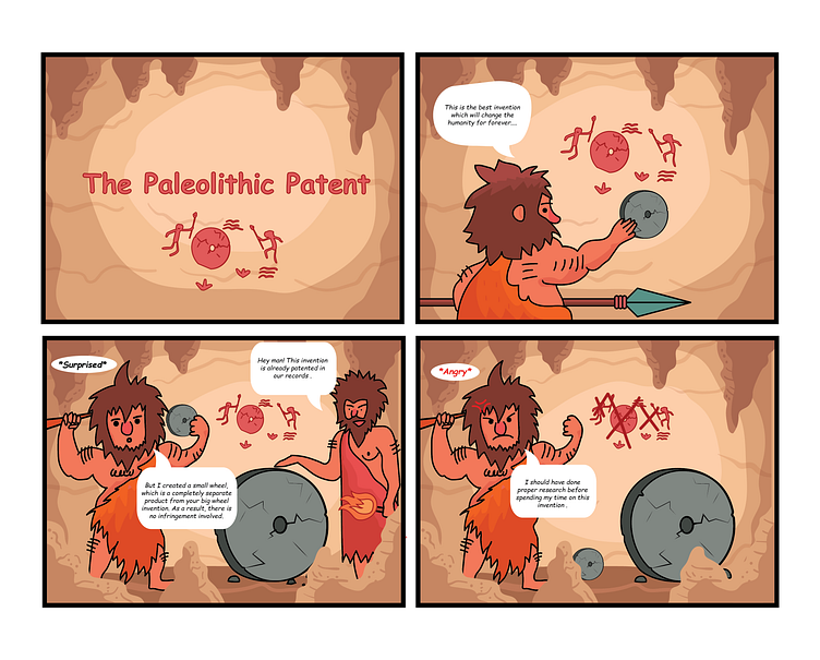 World IP day comic - Paleolithic Patent by Aryan Sehgal on Dribbble