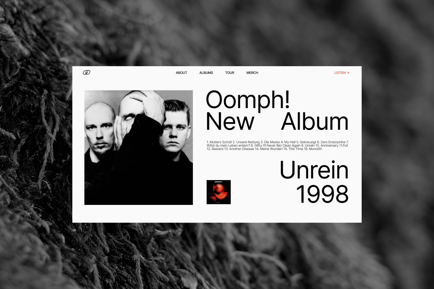 Main Screens for a Website about Oomph! by Sophia on Dribbble